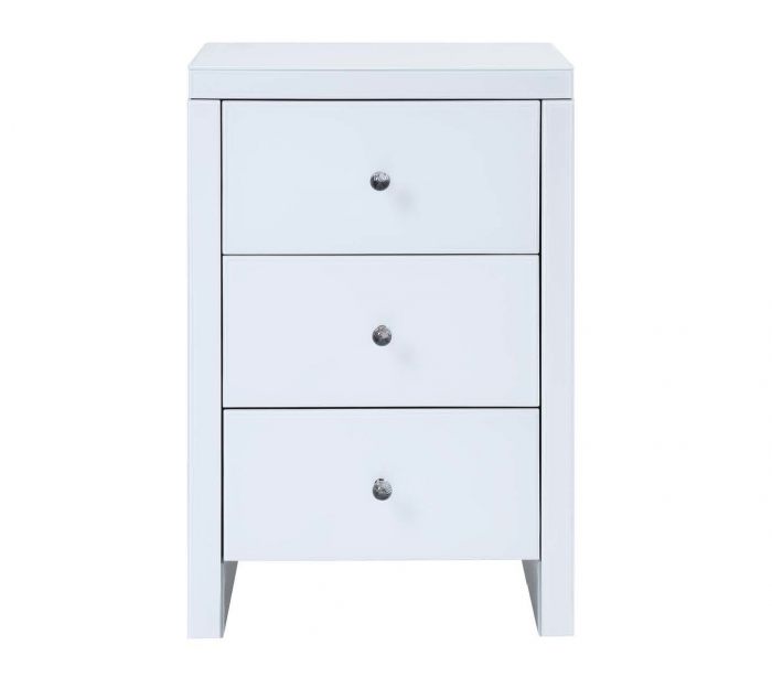 White Glass Bed Side - Easy Home Furniture