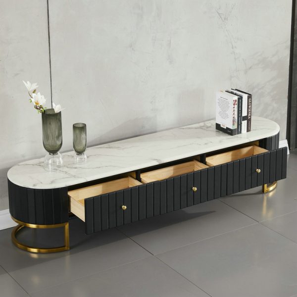 Rhea Sintered stone/Marble Top TV unit Gold Legs - Easy Home Furniture