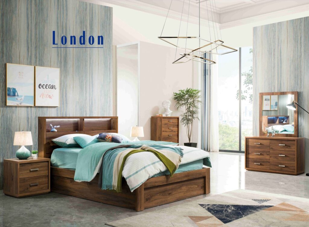 Queen Wooden Bed Frame: London Timber Bed Frame